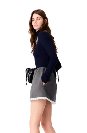 Maje Short Skirt With Lace Trim