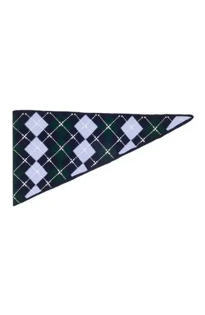 Maje Wool Argyle Triangle Scarf - Navy