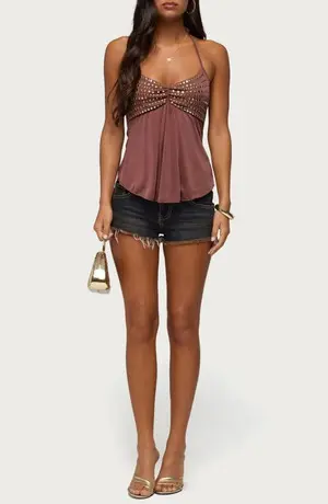EDIKTED Ivana Studded Halter Top