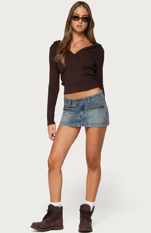 EDIKTED Kimani Cable Knit Hoodie