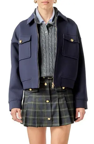 English Factory Twill Bomber Jacket - Navy