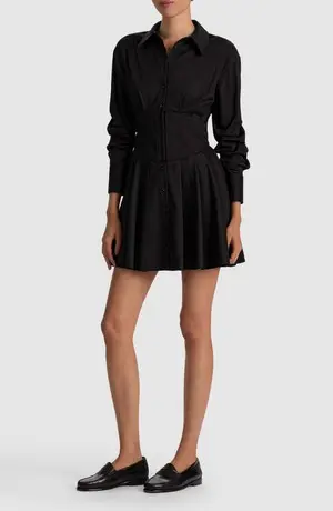 Alice + Olivia Edie Long Sleeve Corset Shirtdress - Black