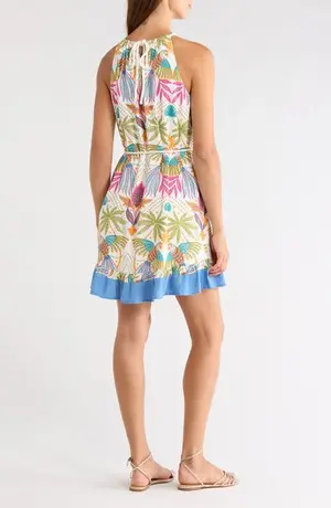 SUGARLIPS Malena Tie Waist Halter Minidress