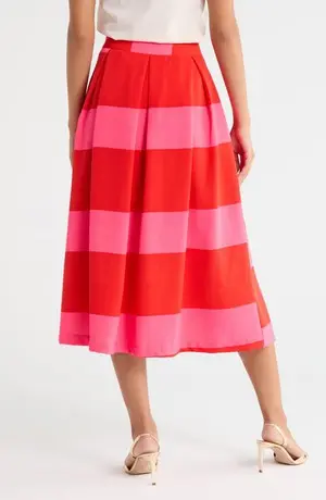 SUGARLIPS Lolli Stripe Pleated Midi Skirt