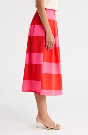 SUGARLIPS Lolli Stripe Pleated Midi Skirt