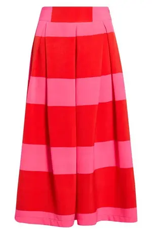 SUGARLIPS Lolli Stripe Pleated Midi Skirt