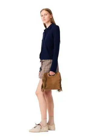 Maje Rhinestone Polo Collar Cardigan