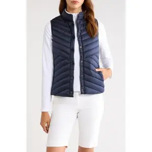 G/fore Quilted Down Stretch Vest With Stand Collar - Twilight