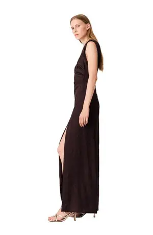Maje Satin-effect Draped Maxi Dress