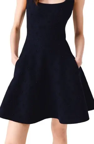 Maje Short Jacquard Skater Dress