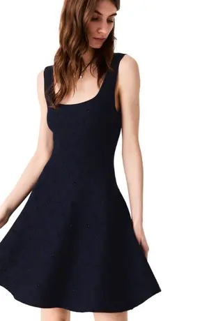 Maje Short Jacquard Skater Dress