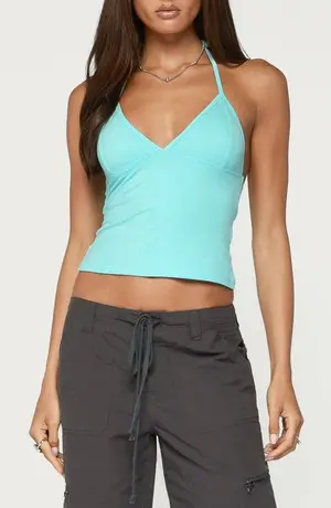EDIKTED Noriah Halter Top - Turquoise
