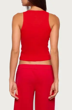 EDIKTED Francie Crop Stretch Cotton Rib Tank