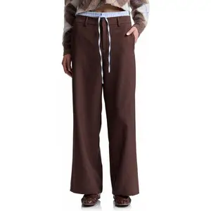 Avec Les Filles Double Waistband Wide Leg Pants