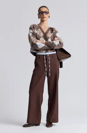 Avec Les Filles Double Waistband Wide Leg Pants