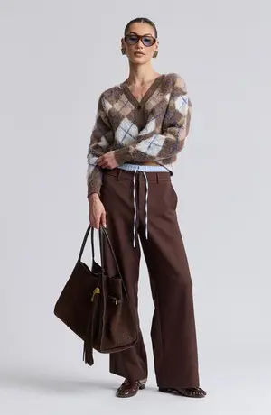 Avec Les Filles Double Waistband Wide Leg Pants