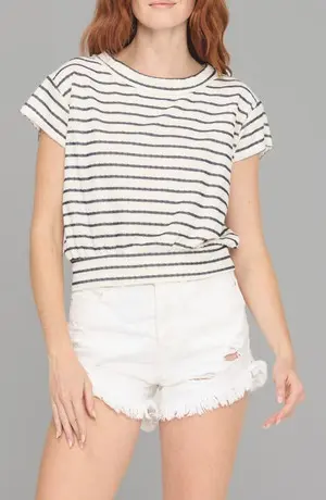 PROJECT SOCIAL T Textured Stripe Cropped Top