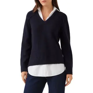 Karen Kane Layered V-neck Sweater - Navy