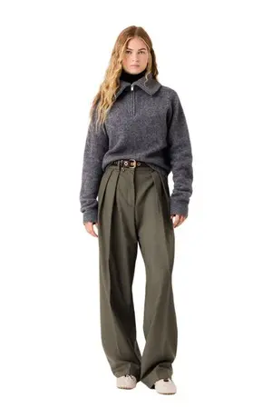 Maje Zip-neck Yak Sweater - Grey