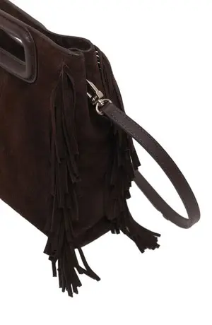 Maje Suede Leather M Bag - Dark Brown