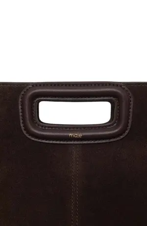 Maje Suede Leather M Bag - Dark Brown
