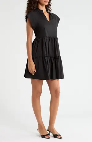 SUGARLIPS Janelly Tiered Cotton Poplin Minidress