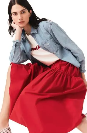 Maje Long Gathe Skirt