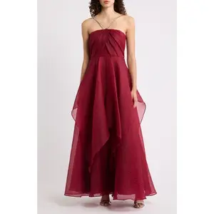 Eliza J Embellished Strap Tiered Ballgown