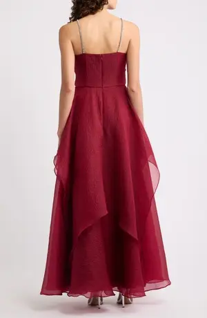 Eliza J Embellished Strap Tiered Ballgown