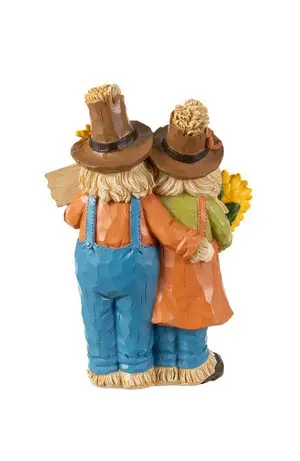 GLITZHOME 10.5"h Fall Resin Scarecrow Family Table Decor