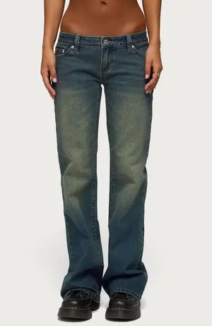 EDIKTED Moonie Low Rise Bootcut Jeans