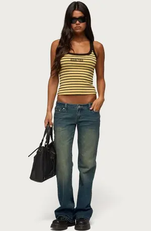 EDIKTED Moonie Low Rise Bootcut Jeans