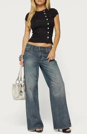 EDIKTED Swapna Asymmetric Button-up Top
