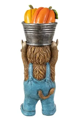 GLITZHOME 10.5"h Fall Resin Highland Cow Table Decor