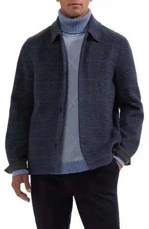 Bugatchi Wool Blend Blouson Jacket - Navy