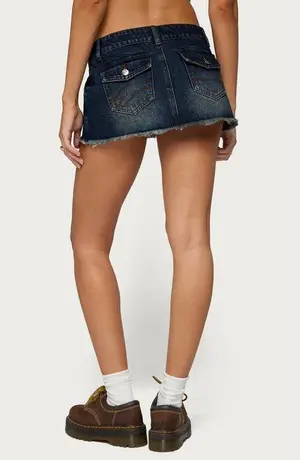 EDIKTED Adania Low Rise Frayed Mini Skort