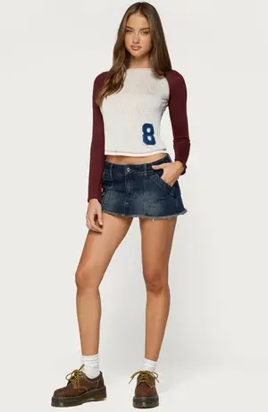 EDIKTED Adania Low Rise Frayed Mini Skort
