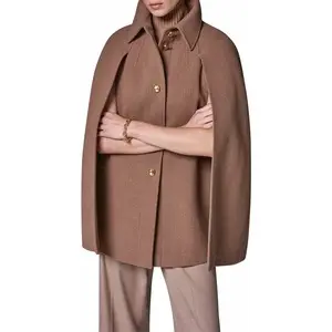 Donna Karan New York Button Front Wool Blend Cape Coat - Camel
