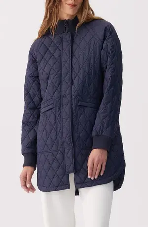 LOLE Sophie Quilted Longline Bomber Jacket - Outerspace