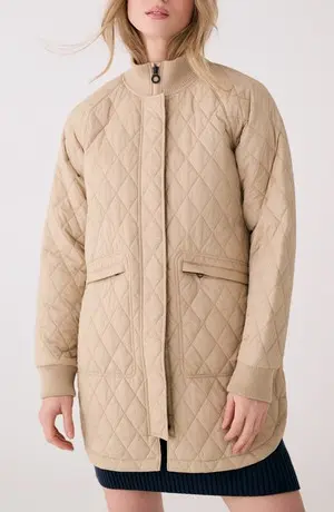 LOLE Sophie Quilted Longline Bomber Jacket - Sandshell