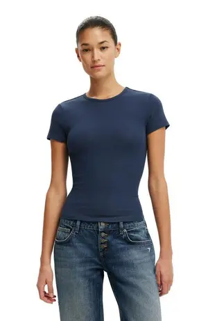 COTTON ON Blake Crew Short Sleeve - Shadow Navy