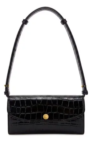 Veronica Beard Croc Embossed Leather Crossbody Wallet - Black