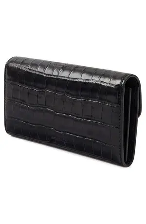 Veronica Beard Croc Embossed Leather Crossbody Wallet