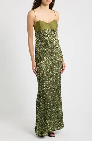 Black Halo Berri Paillette Column Gown
