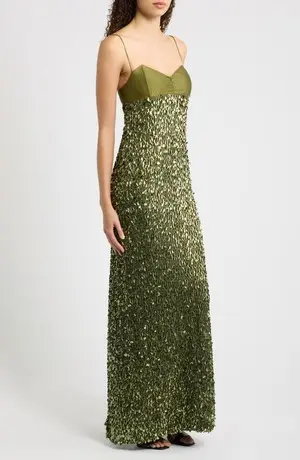 Black Halo Berri Paillette Column Gown