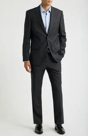 BOSS H-huge Slim Fit Virgin Wool Suit - Medium Grey