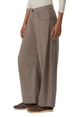 Kut From The Kloth Lynn High Waist Barrel Leg Plaid Pants