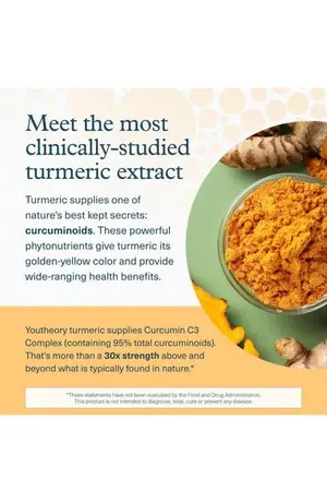 YOUTHEORY Advanced Turmeric Curcumin Joint Support Supplement 120 Tablets