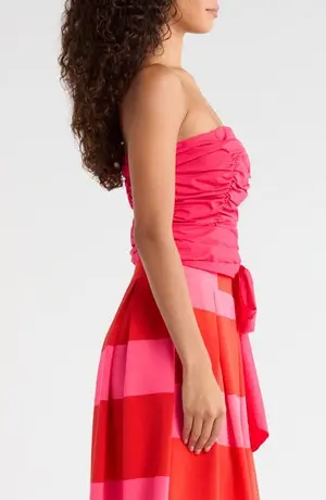 SUGARLIPS Isabel Strapless Ruched Cotton Top