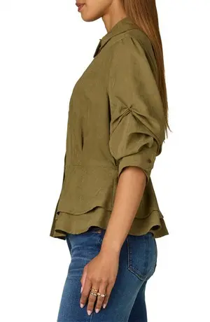 Wit & Wisdom Pleated Puff Sleeve Button-up Shirt